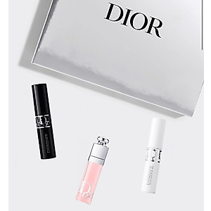 Dior Addict Mini Lip Maximizer 001 Pink, Mascara Base 3D Primer, Pump n Volume Mascara 090 - Travel Size Gift Set