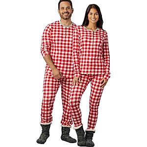 HonestBaby Family Matching Holiday Pajamas Organic Cotton for Men, Women, Kids, Toddlers, Baby Boys, Girls, Unisex Pets , Painted Buffalo Check Red, 4T