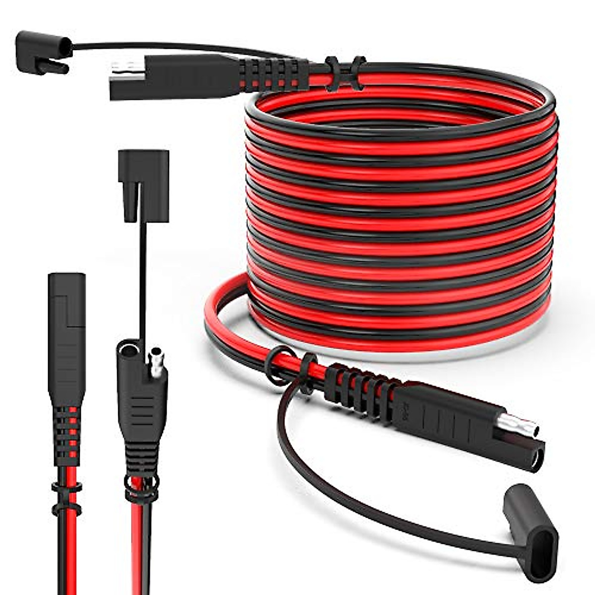 ELECTOP 15Feet 10AWG SAE to SAE Extension Cable Quick Connect Disconnect SAE Power Connector Cable Wire Harness with Dust Cap for Automotive RV Motorcycle Solar Panel SAE Plug Battery Charging Cable