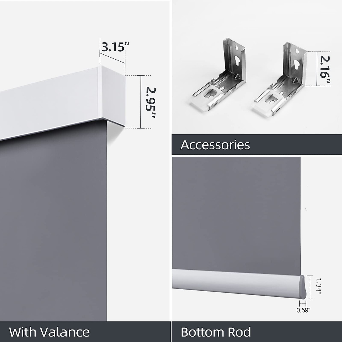 ZSTARR Motorized Blackout Blinds with Remote Smart Blinds Control Wireless Rechargeable Roller Blinds Blinds for Windows,Office,Home,Restaurant,Customized,3911(Drak Grey)