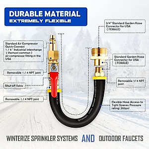 RV Winterizing Kit with Sprinkler Blowout Adapter, Shut Off Valve - For Winterizing RV, Camper, Boat, Motorhome Systems