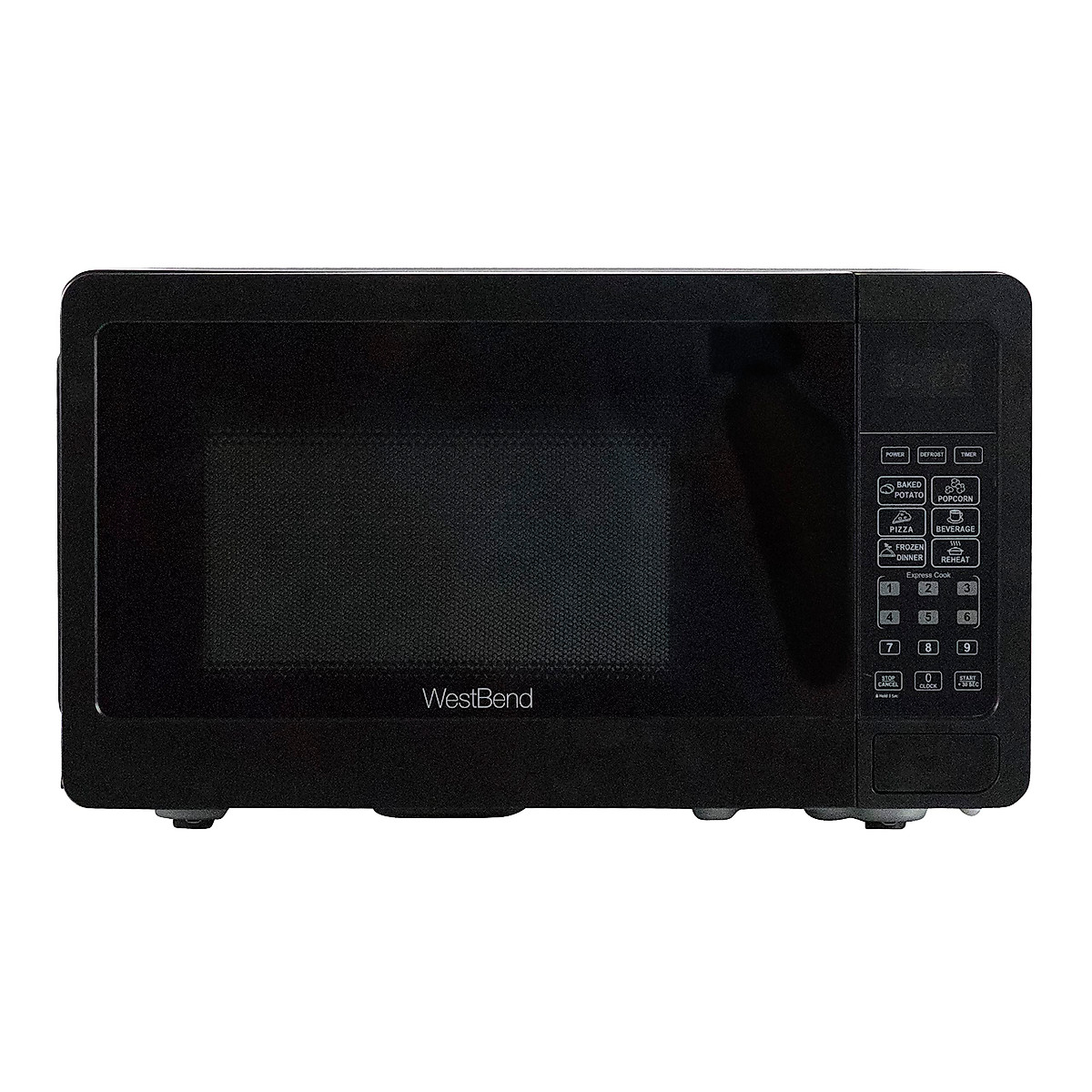 West Bend WBMW71B Microwave Oven 700-Watts Compact with 6 Pre Cooking Settings, Speed Defrost, Electronic Control Panel and Glass Turntable, Black