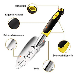 SXBBSMC Garden Trowel, Hand Shovel, 1 Piece Cast-Aluminum Heavy Duty with Soil Depth Mark Gardening Hand Tool, Small Professional Hand Trowel for Women Men Kids Digging Planting