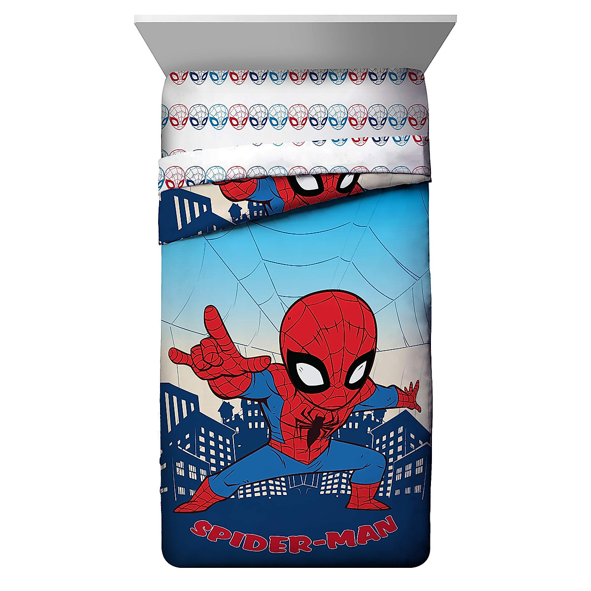Jay Franco Marvel Super Hero Adventures Go Spidey Toddler 6-Piece Bedding Bundle- Includes Bed Set, Hamper, Pillow Buddy