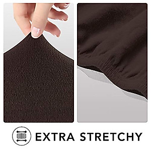 PureFit Super Stretch Sofa Slipcover – Spandex Non Slip Soft Couch Sofa Cover, Washable Furniture Protector with Non Skid Foam and Elastic Bottom for Kids, Pets （Loveseat, Chocolate）