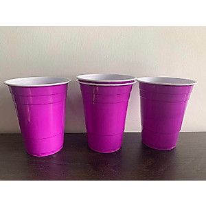 16 Oz Unicorn Color Themed Pink and Purple Disposable Party Cups, 50 Plastic Cups (Total), Strong & Sturdy, BPA free