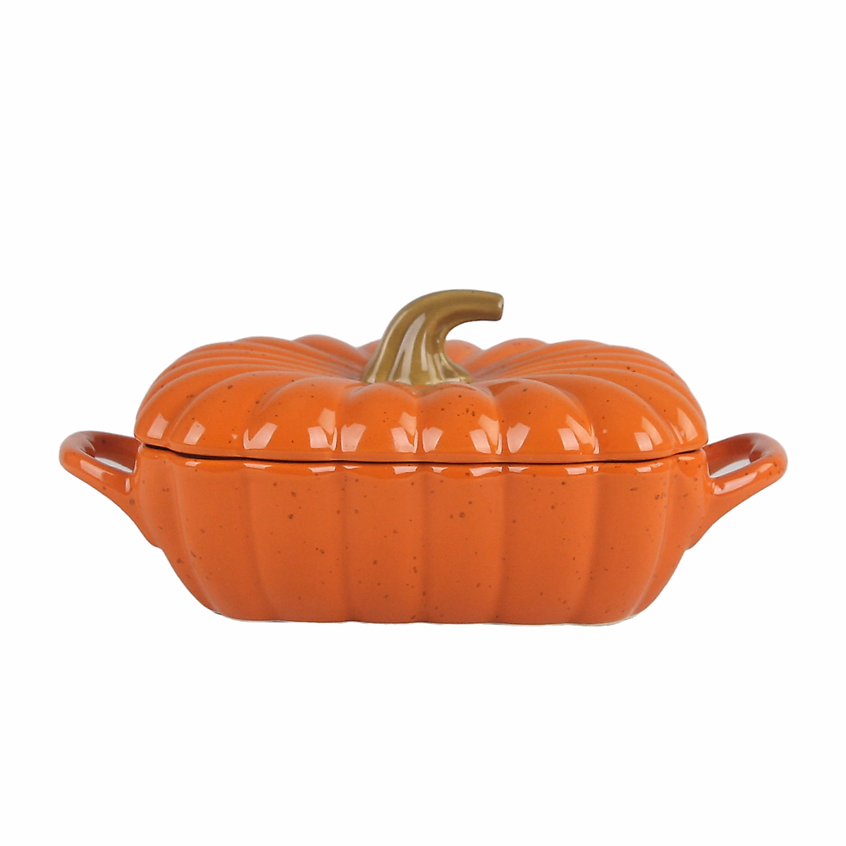 10 Strawberry Street Pumpkin Covered Casserole Dish & Gravy Boat, 7.75", Orange