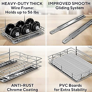 KOMFORA Cabinet Pull Out Organizer Shelves - 2-Tier Kitchen Under Sink Organizer - Heavy-Duty Cabinet Slide Out Drawer - Perfect Under Counter Organizer and Storage To Save Space