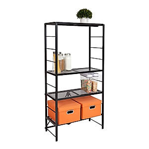 Origami R2 Series Folding Heavy Duty Steel Storage Rack Adjustable Shelving Portable Home Organization Unit with Wheels, Set of 2, Black