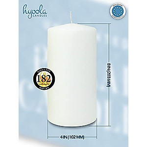 Hyoola White Pillar Candles 4x8 Inch - Unscented Pillar Candles - 2-Pack - European Made