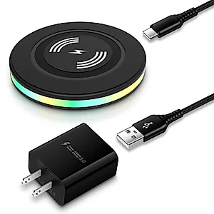 15W Samsung Wireless Charger Fast Charging Pad with QC3.0 Adapter for Samsung Galaxy S24 S23 Ultra S22+ S21 S20 FE, Wireless Charger Phone Charging Station for iPhone 15 14 13, Google Pixel 8 7a 6 Pro
