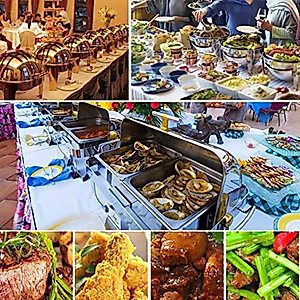 UZOURI Stainless Steel Chafing Dish, Chafing Dish Set Food Warmer Buffet, Stainless Steel Rectangular Full Size Pans for Wedding Graduation Events Parties,9L