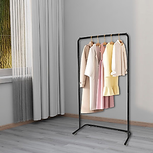 Fishat Black Lightweight Standard Rod Simple Rolling Clothes Rack, 15"D x 48"W x 58"H Metal Clothes Organizer for Dorm Bedroom Home Balcony