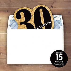 Haizct 15 Pack 30th Birthday Party Invitations With Envelopes,30th Party Invitations,30th Celebration,Birthday Party Invitations Cards For Adults