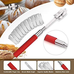 flagood Stainless Steel 18/8 Bread Lame Tool with 10 Replacement Blades Included with Silicone Covered Handle - Dough Scoring knife for Sourdough Bread Slashing with Storage Box