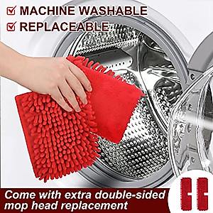 Qaestfy Spray Mop for Floor Cleaning with 2 Washable Double-Sided Microfiber Pads & Scraper 49" Long Handle Flip Cleaner Wet Dust Mop for Hardwood Tile Laminated Floor Cleaning