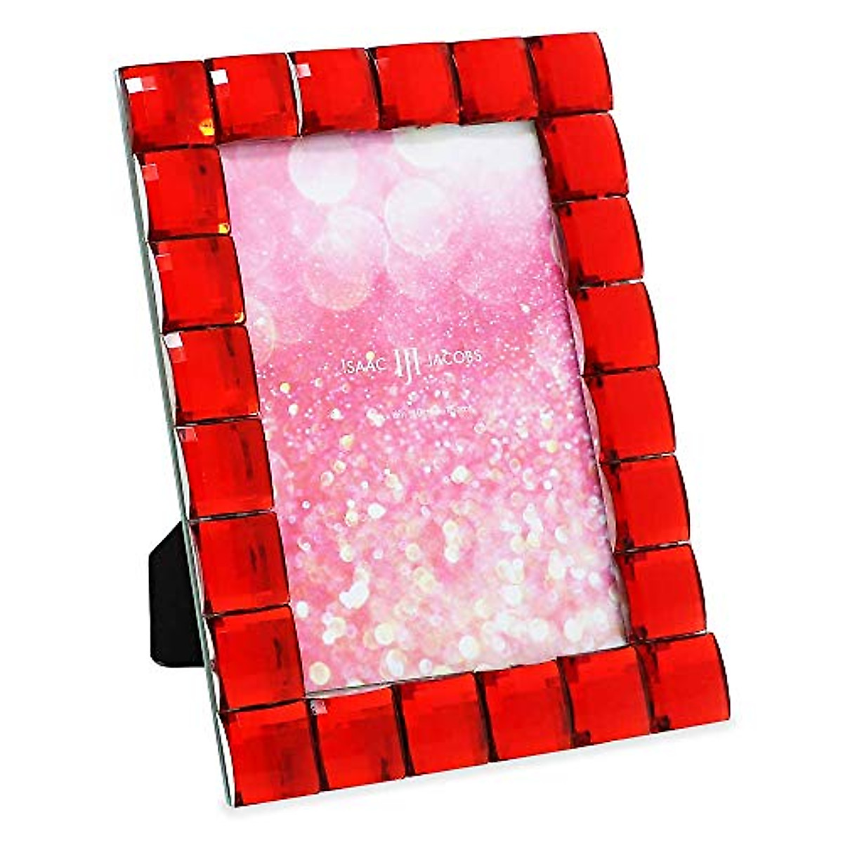 Isaac Jacobs Decorative Sparkling Red Jewel Picture Frame, Photo Display & Home Décor (4x6, Red)