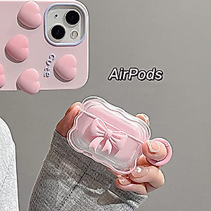 Cute AirPod Pro 2 Case with Keychain, 3D Pink Bow Design Soft Clear Protective Cover Compatible for AirPods Pro 2nd Generation 2022 Case for Women and Girls