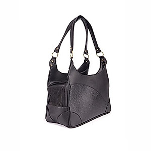 Glield Elegant Embossed Leather Purse Carrier Black for Small Dogs Cats Teddy Poodle Pomeranian 15.3"L x 7.8"W x 8.26"H" PBB02