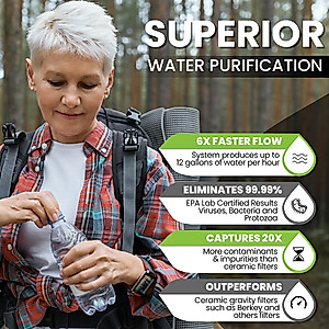 Nano Gravity Water Purification System - High Capacity Gravity-Fed Water Filtration System - Drinking Water Filter System