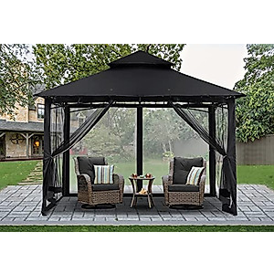 MASTERCANOPY Outdoor Garden Gazebo for Patios with Stable Steel Frame and Netting Walls (8x8,Black)