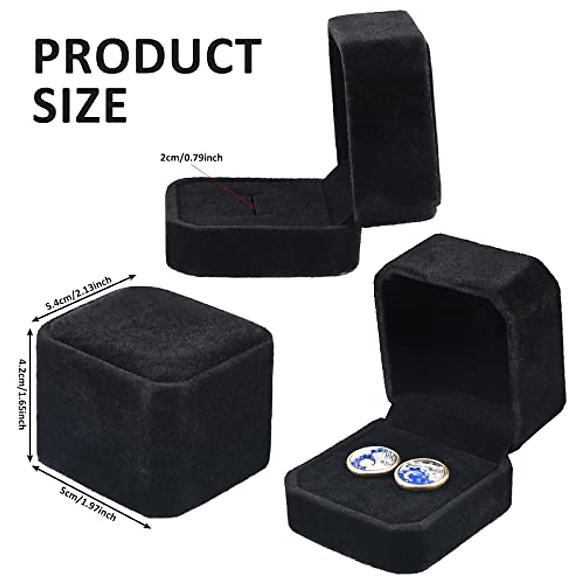 Junkin 24 Pieces Velvet Ring Box Earring Necklace Box Jewelry Display Box Ring Storage Case for Valentines Day Gifts Wedding Ceremony Engagement Birthday Proposal and Anniversary (Black)