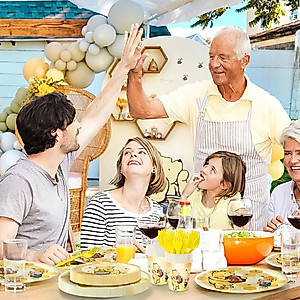 AURORAPARTY 120pcs Classic Winnie Bear Baby Shower or Birthday Party Supplies Baby Shower Plates Napkins Cups Gender Neutral Baby Shower Decoration Tableware Set Serves 24 Guests