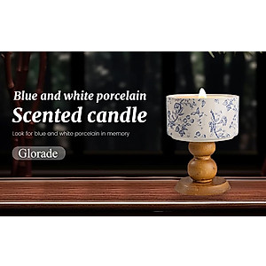 Blue and White Ceramics Scented Candles, Ceramic Wooden Candles, Home Decor Candles,Chinoiserie Ceramics Candles,5 Oz|Camellia Flavor,30 Hours, House Warming Gift New Home (Blue)