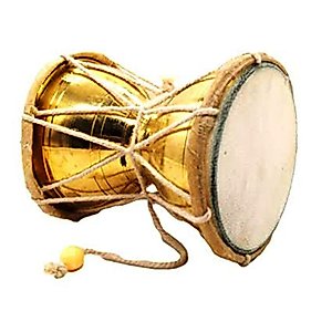 NEW LATEST 6 INCH PURE BRASS DAMARU / HAND DRUM HAND PERCUSSION WITH PURE COTTON ROPE FOR PUJA AND MUSICAL CONCERT THNAKS GIVING