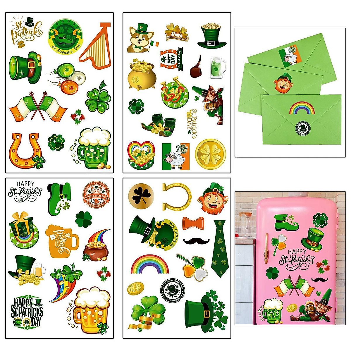 Leesgel 4 Sheets St Patricks Day Stickers Shamrock Stickers, St Patricks Day Party Favors Supplies, St Saint Patricks Day Stickers Party Decorations Accessories (51pcs)