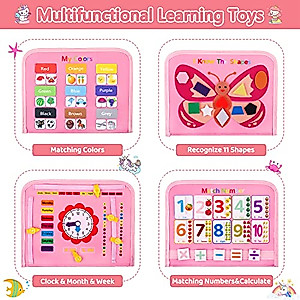 HONGDDY Busy Board Montessori Toys for Toddler, Sensory Board Toy for Learning Fine Motor Skills Quiet Book Travel Toys Educational Plane Travel Activity for Girls & Boys Gifts