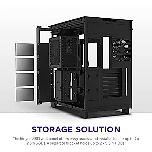 NZXT H9 Mid-Tower Gaming PC Case - 3 RGB Fans, Glass Panels, 360mm Radiator Support, Cable Management - Black