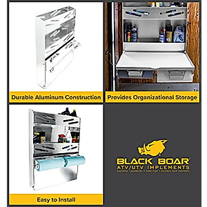 Black Boar Aluminum Large Work Station ¬for Enclosed Trailer/Garage | 24 x 14-inch fold Down Tray and (2) Spring-Loaded Paper Towel Racks | Durable Construction | Easy to Install (66123)