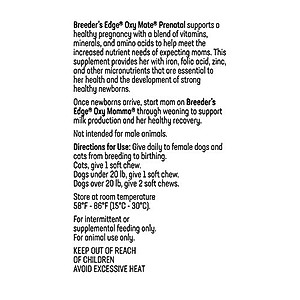 Revival Animal Health Breeder's Edge Oxy Mate- Prenatal Supplement- for Small Dogs & Cats- 60ct Soft Chews