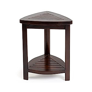 ALA TEAK Wood Bath Spa Shower Stool Corner Bench Stool Fully Assembled