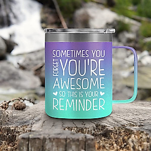 SANDJEST 14oz Coffee Mugs for Women Inspirational Gifts For Her Insulated Coffee Mug with Handle, Travel Coffee Mug Gift Idea for Birthday, Mother's Day