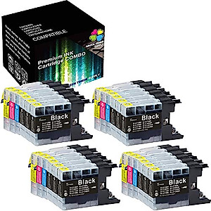Green Toner Supply Compatible LC-75 XL (12xB+4xCYM) LC75 Ink Cartridges High Yiled, for MFC-J425W MFC-J625DW MFC-J825DW MFC-J6910DW Printer