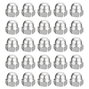 uxcell #8-32 Acorn Cap Nuts,100pcs - 304 Stainless Steel Hardware Nuts, Acorn Hex Cap Dome Head Nuts for Fasteners (Silver)
