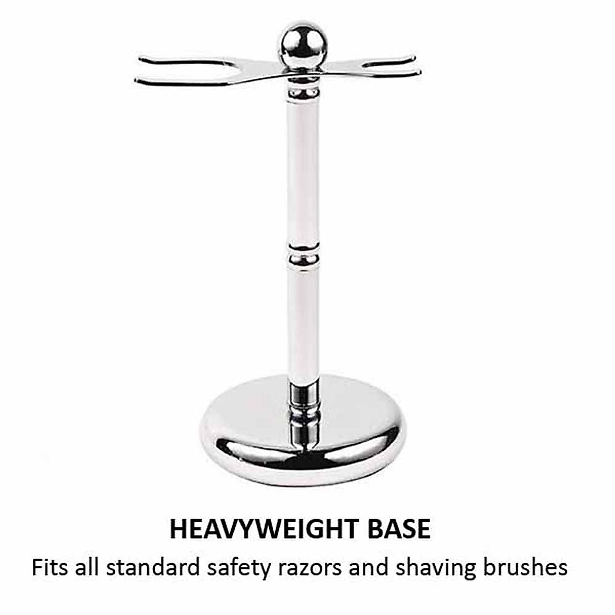 Parker Deluxe Chrome 2 Prong Safety Razor and Shaving Brush Stand
