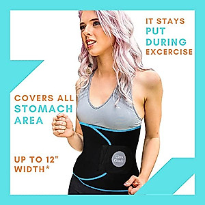 UltraComfy Sweat Waist Trainer for Women & Men Workout Trimmer Postpartum Belly Wrap Blue