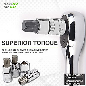 SUNHZMCKP 60-Piece Master Torx Bit Socket and External Torx Socket Set, S2 Alloy steel，E4-E24, T6-T70,TT6-TT70,TP8-TP60,The best auto repair tool