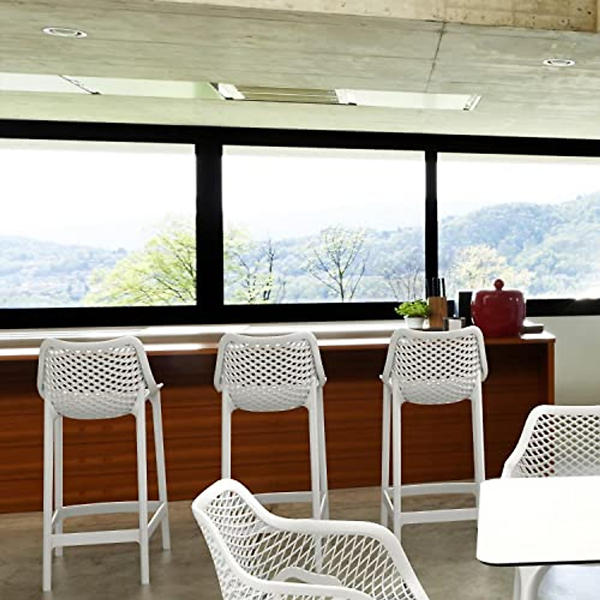 Compamia Air Patio Counter Stool in White (Set of 2)