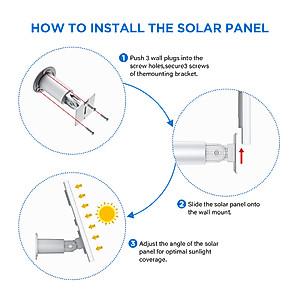 OLAIKE Solar Panel for Spotlight Cam Battery & Stick Up Cam Battery,Waterproof Charge Continuously,5 V/3.5W(Max) Output, with Secure Metal Wall Mount & 3.8M/12ft Power Cable(No Include Camera),White