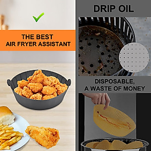 SIUDANGKA Silicone Air Fryer Liners for 2qt Air Fryer, 3 Pack Non-Stick Air Fryer Parchment Paper Air Fryer Liners Compatible with Ninja AF080 Mini, Instant Vortex 2-QT, CHEFMAN Small, COSORI Small