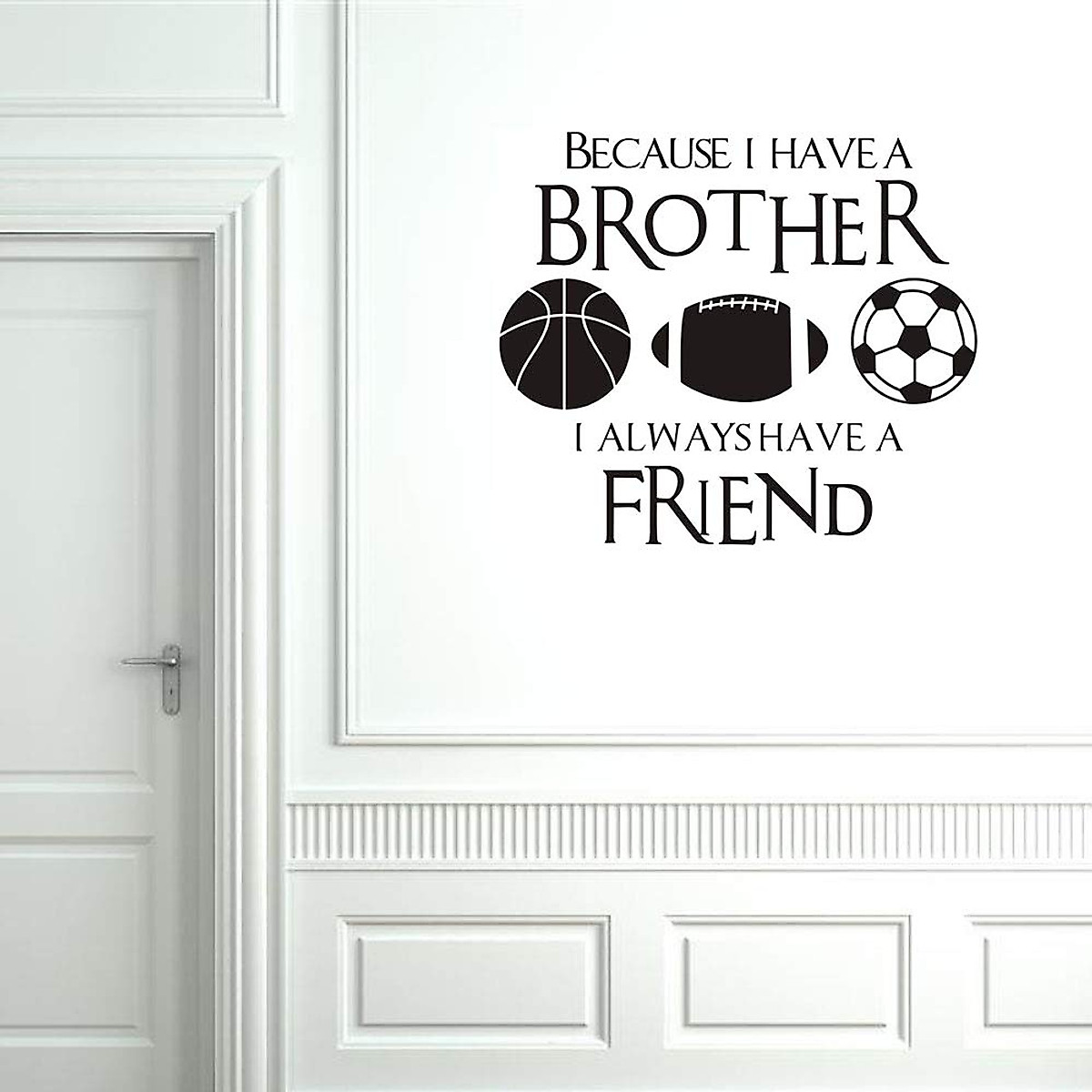 DNVEN Kids Sports Learning Basketball Football Soccer Vinyl Wall Stickers Decals Quotes Brothers Friends Kid Rooms Sports Decors Quotes Kids Wall Decals Black 20 inches x 23 inches