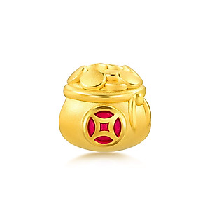CHOW SANG SANG 999 24K Solid Gold Money Bag Charm Blessing Bracelet for Women 91504C