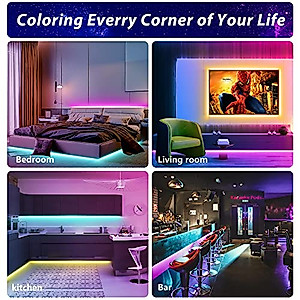 HRDJ Led Strip Lights 65.6ft Smart Led Lights with App Control Remote, SMD 5050 RGB Led Lights for Bedroom, Music Sync Color Changing Lights for Party