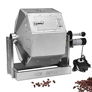 ICZW Coffee Bean Roaster 14.5L Coffee Bean Baker Gas Burner Drum Type Stainless Steel for Home and Commercial Use