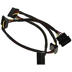 Monoprice Data Cable - 2 Feet - 4-pin MOLEX Male to 4X 15-pin SATA II Female Power Cable (Net Jacket)