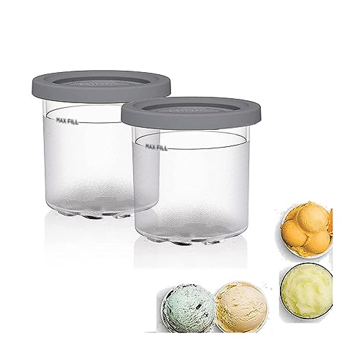 EVANEM 2/4/6PCS Creami Deluxe Pints, for Ninja Creami Containers,16 OZ Ice Cream Pint Cooler Bpa-Free,Dishwasher Safe for NC301 NC300 NC299AM Series Ice Cream Maker,Gray-6PCS